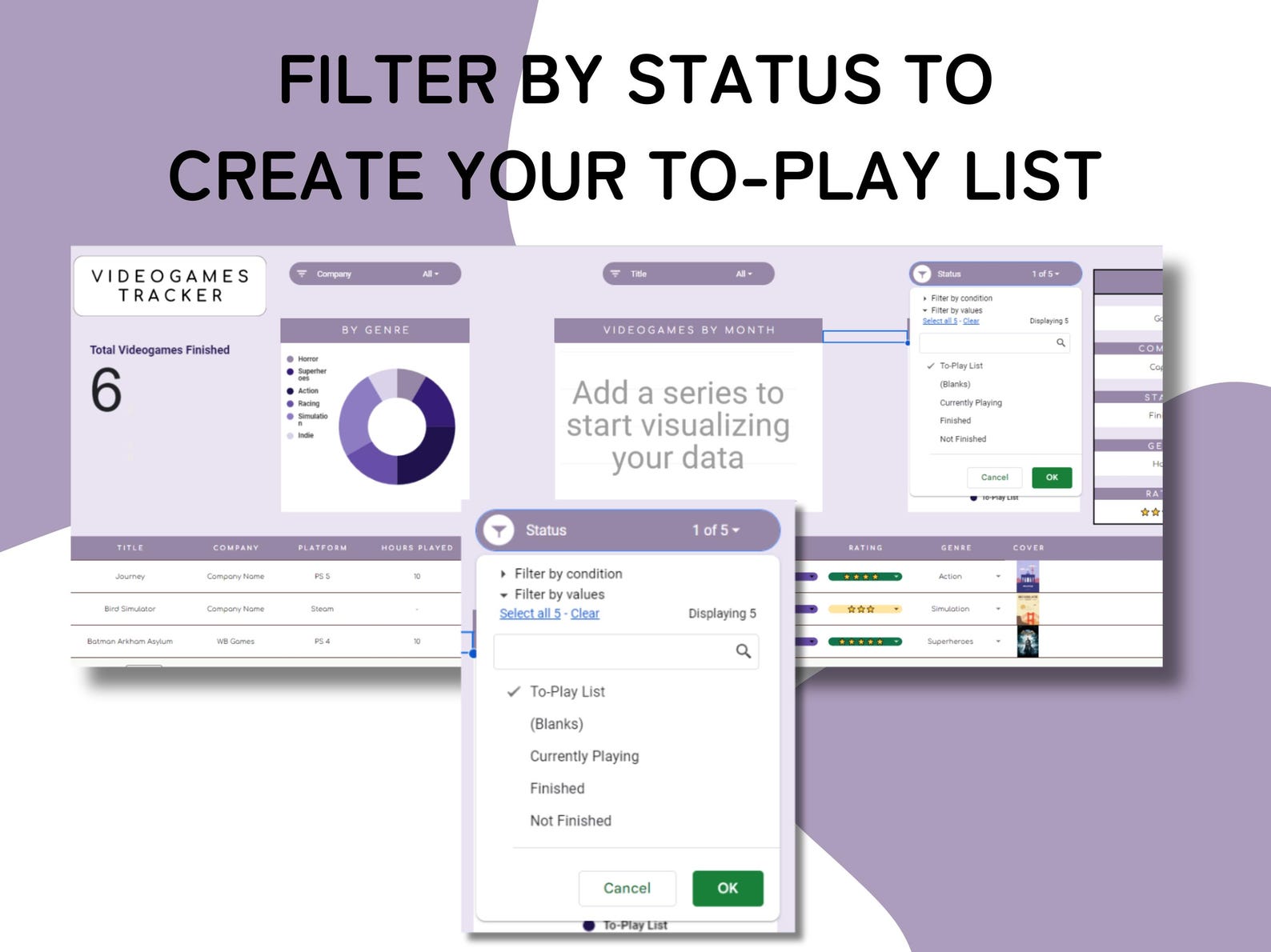 Gaming Tracker Google Sheets | Simple Video Game Tracker Spreadsheet ...