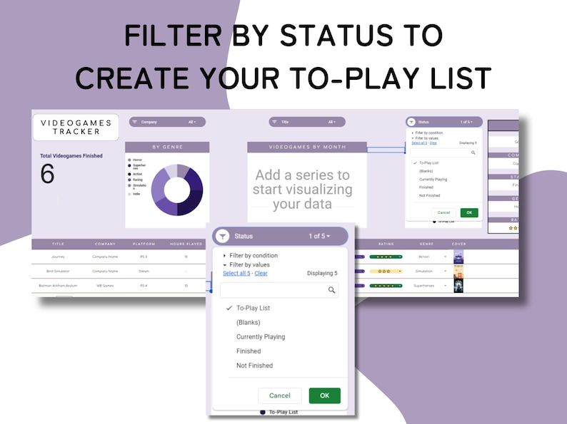 Gaming Tracker Google Sheets | Simple Video Game Tracker Spreadsheet ...