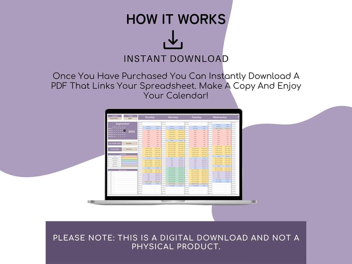 Daily Schedule Spreadsheet | Weekly Schedule Google Sheets | Google ...