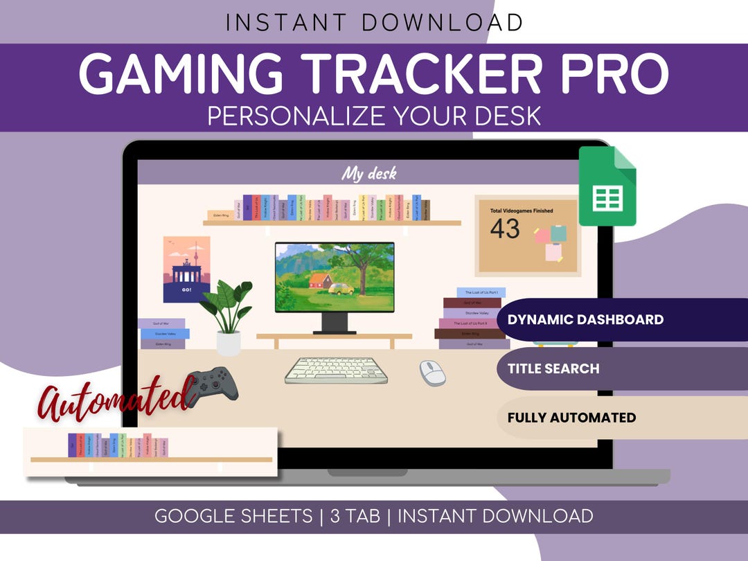 Video Game Tracker for Google Sheets | Video Game Tracker Spreadsheet ...