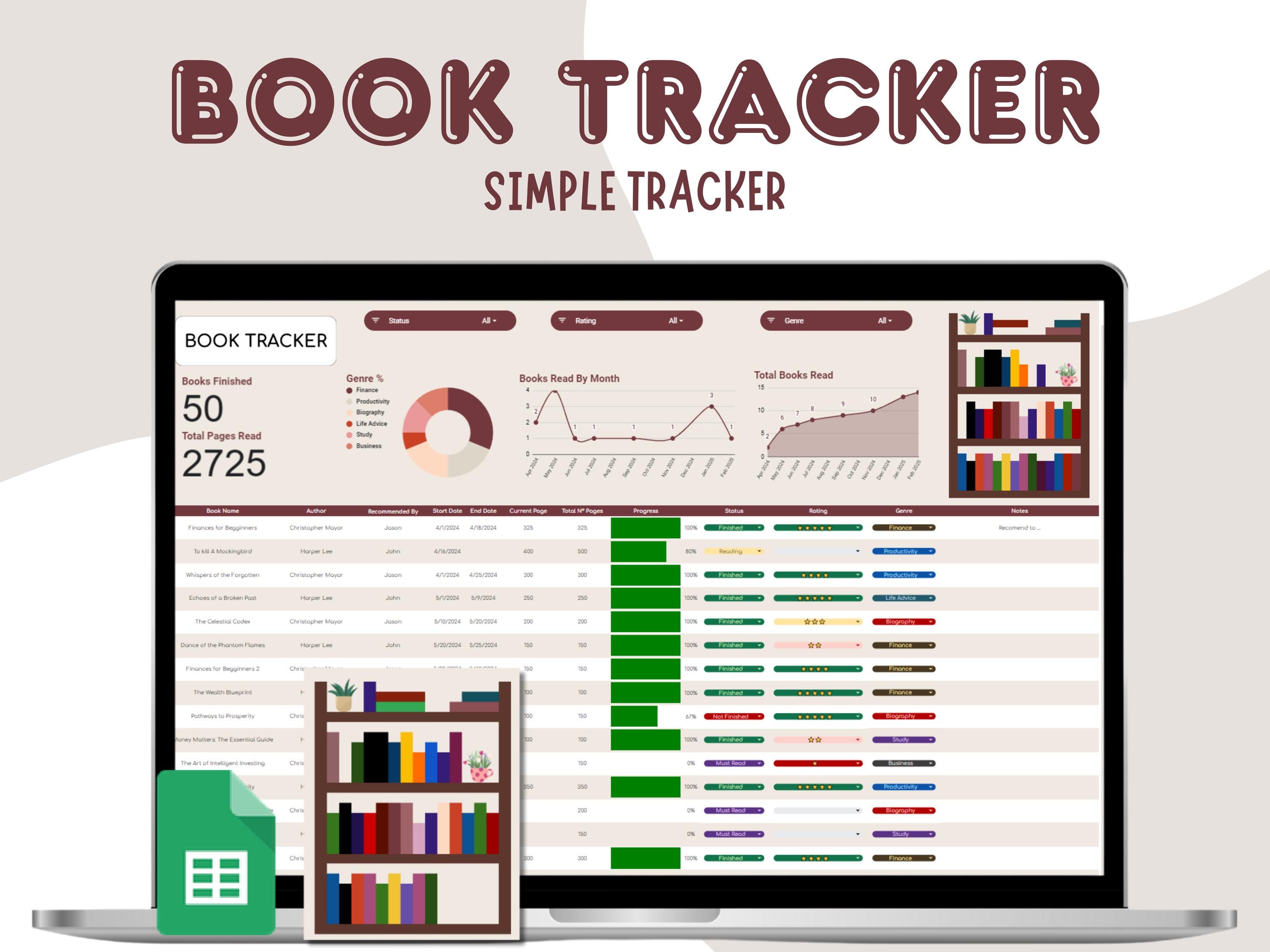 Book Tracker Spreadsheet Google Sheets | Reading Tracker Spreadsheet ...