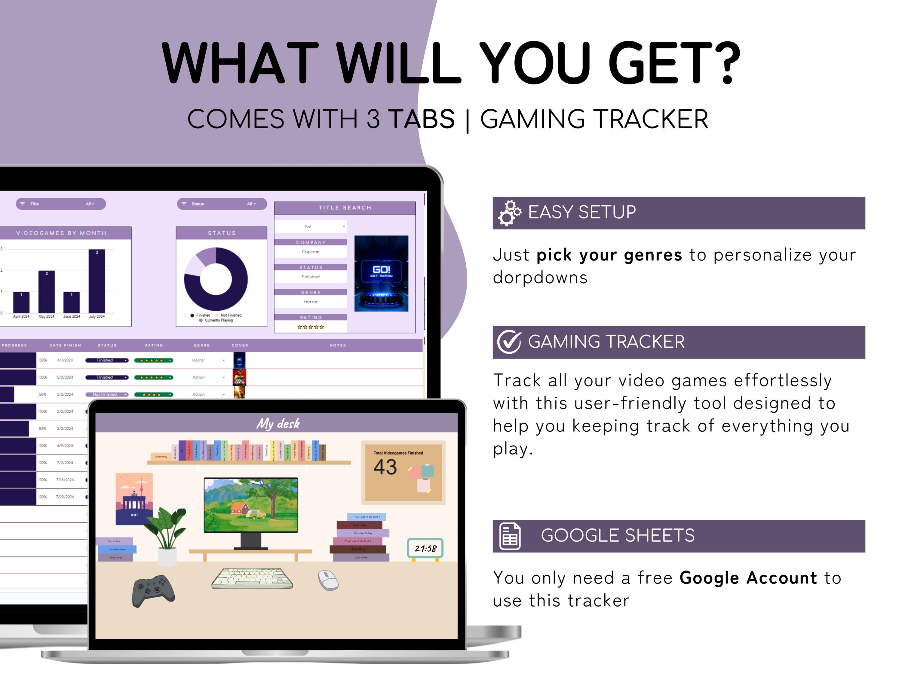 Video Game Tracker for Google Sheets | Video Game Tracker Spreadsheet ...