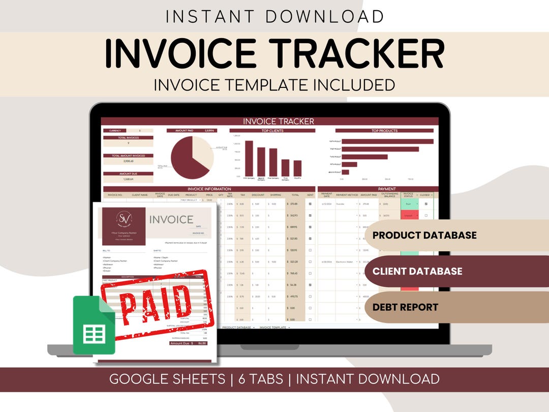 Invoice Tracker Google Sheets | Business Manager | Invoice Tracker ...