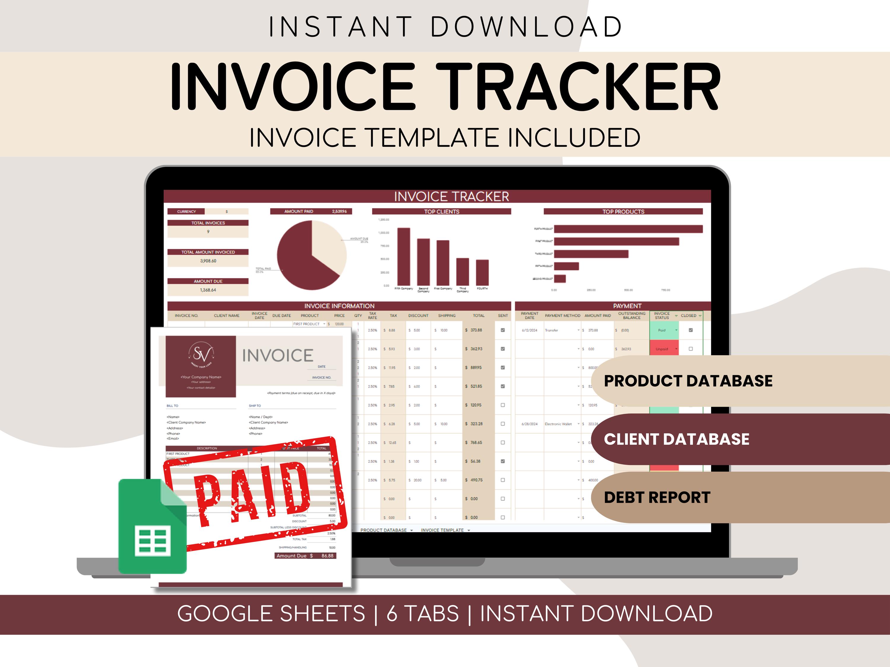 Invoice Tracker Google Sheets | Business Manager | Invoice Tracker ...