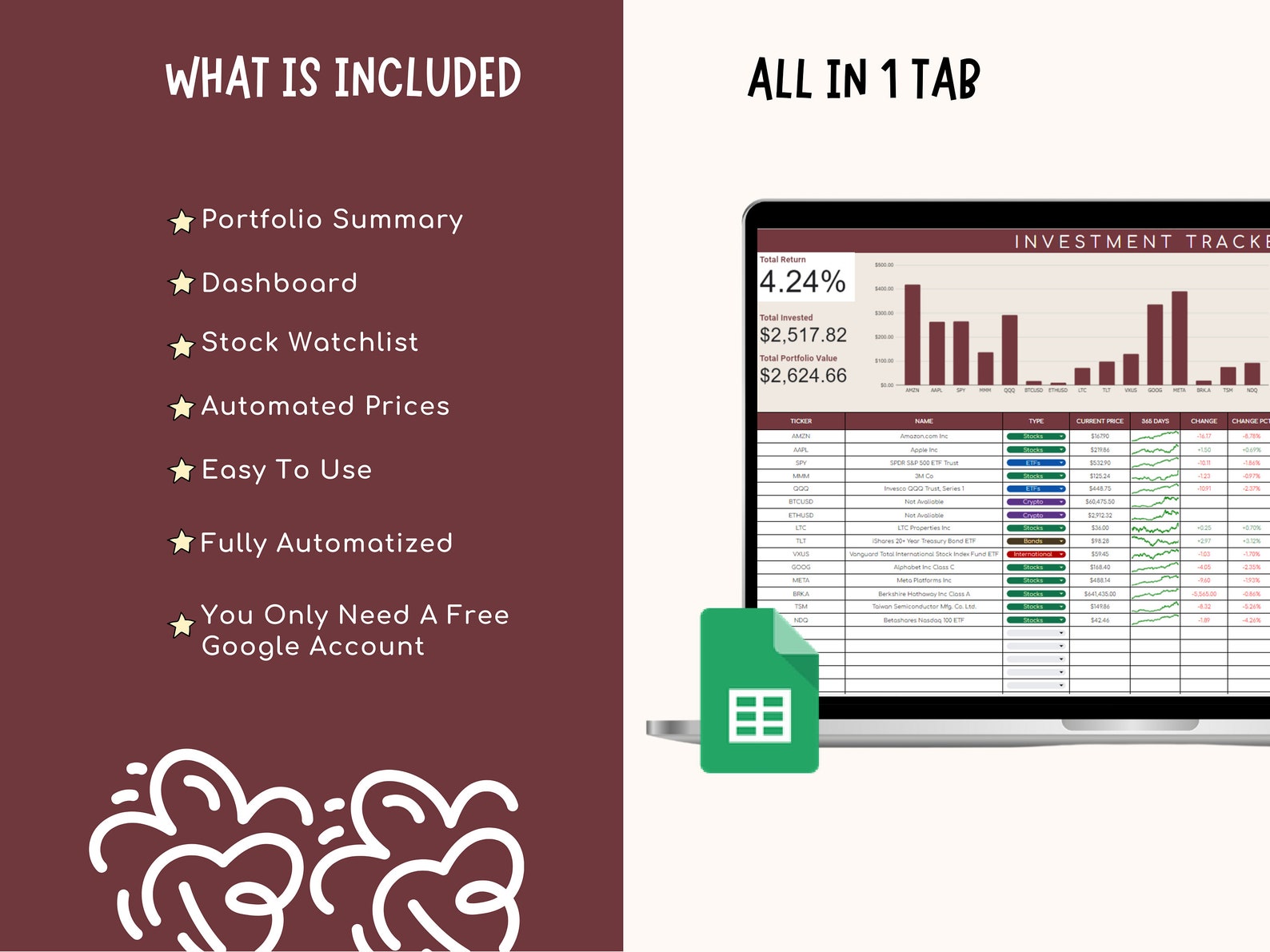 Investment Tracker for Google Sheets | Stock Portfolio for Google ...