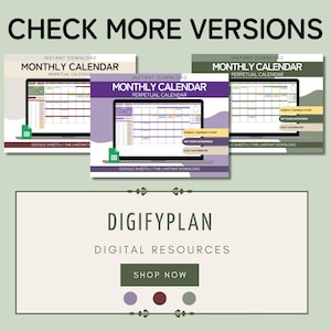 Monthly Calendar Spreadsheet Google Sheets | Daily Schedule | Color ...