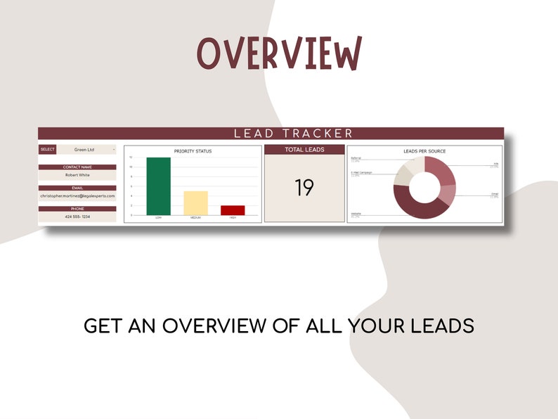 Lead Tracker for Google Sheets Spreadsheet | Digital Client Management ...