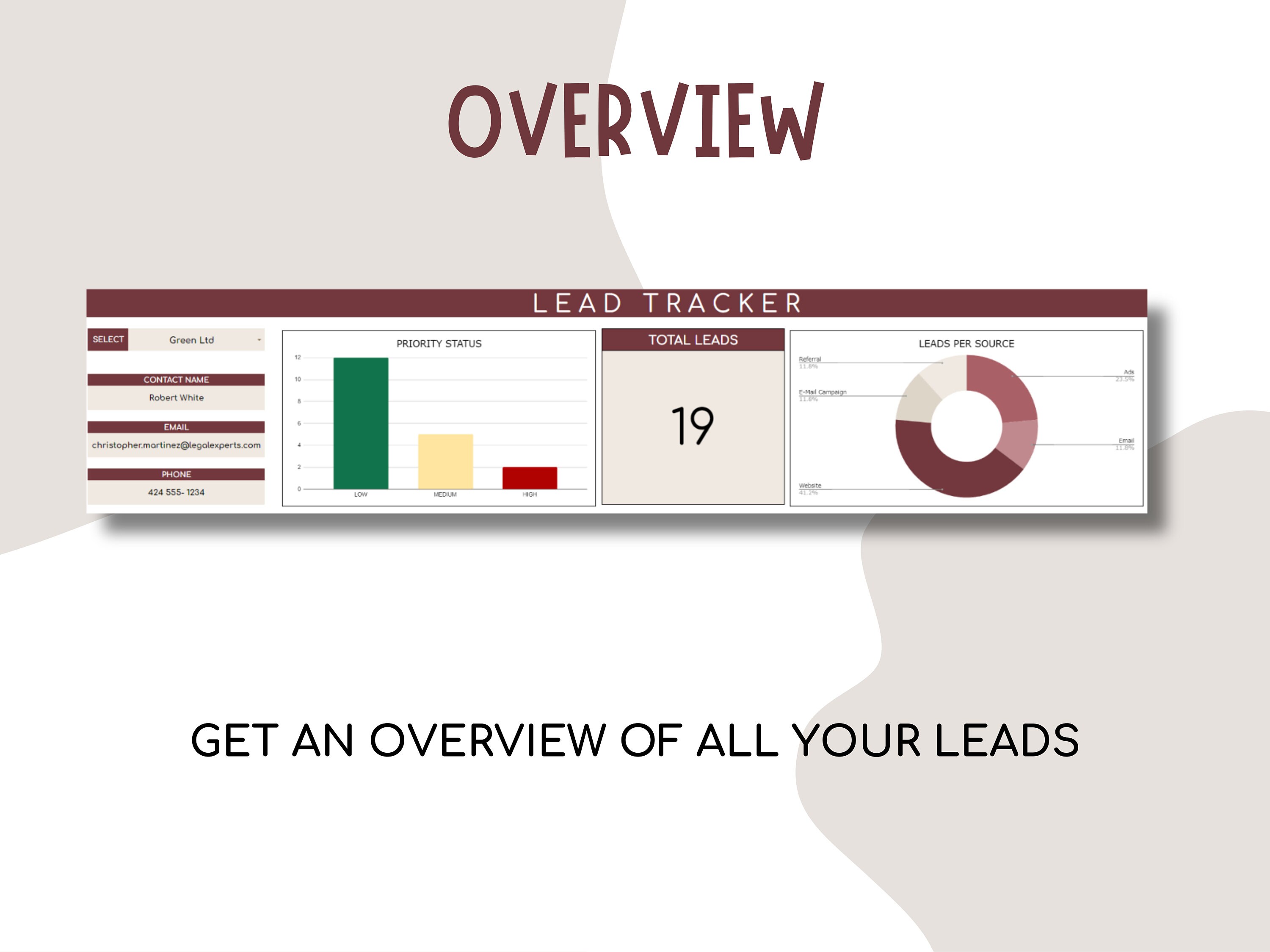 Lead Tracker for Google Sheets Spreadsheet | Digital Client Management ...