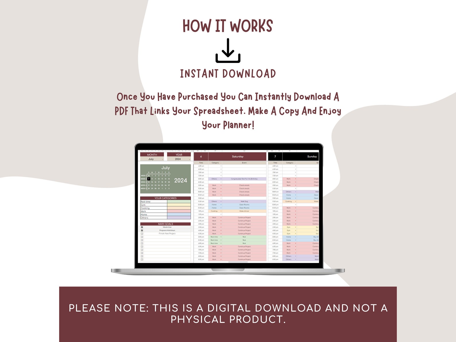 Daily Planner Google Sheets | Hourly Planner | Daily Schedule Google ...