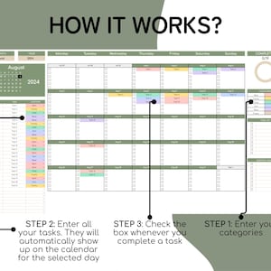 Monthly Calendar Spreadsheet Google Sheets | Daily Schedule | Color ...