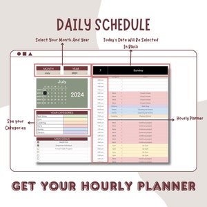 Daily Planner Google Sheets | Hourly Planner | Daily Schedule Google ...