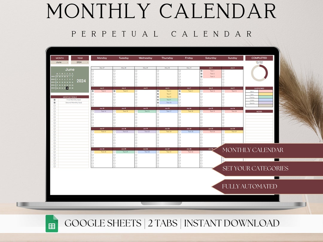 Monthly Calendar Spreadsheet Google Sheets to Do List Daily Schedule ...