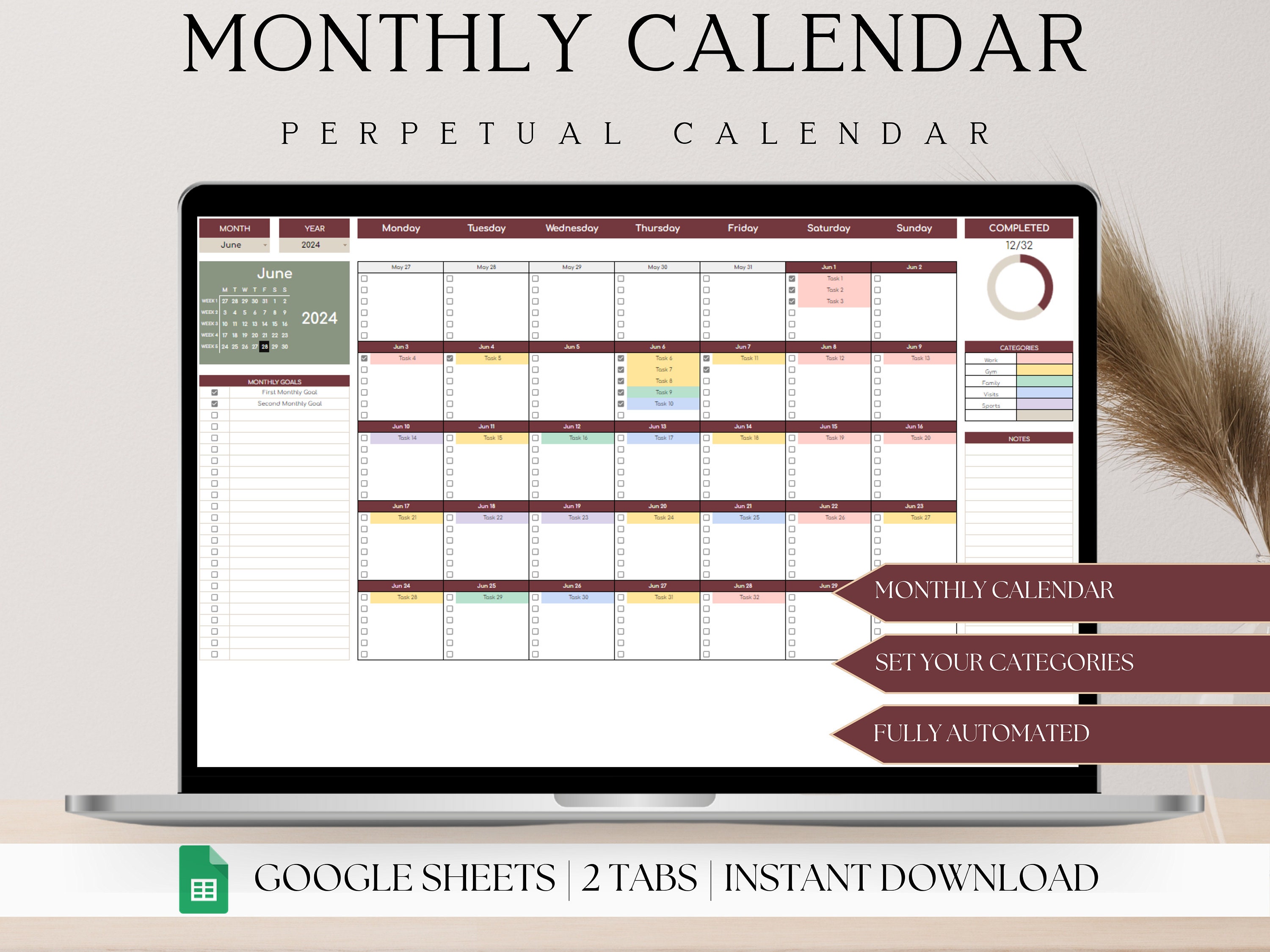 Monthly Calendar Spreadsheet Google Sheets to Do List Daily Schedule ...