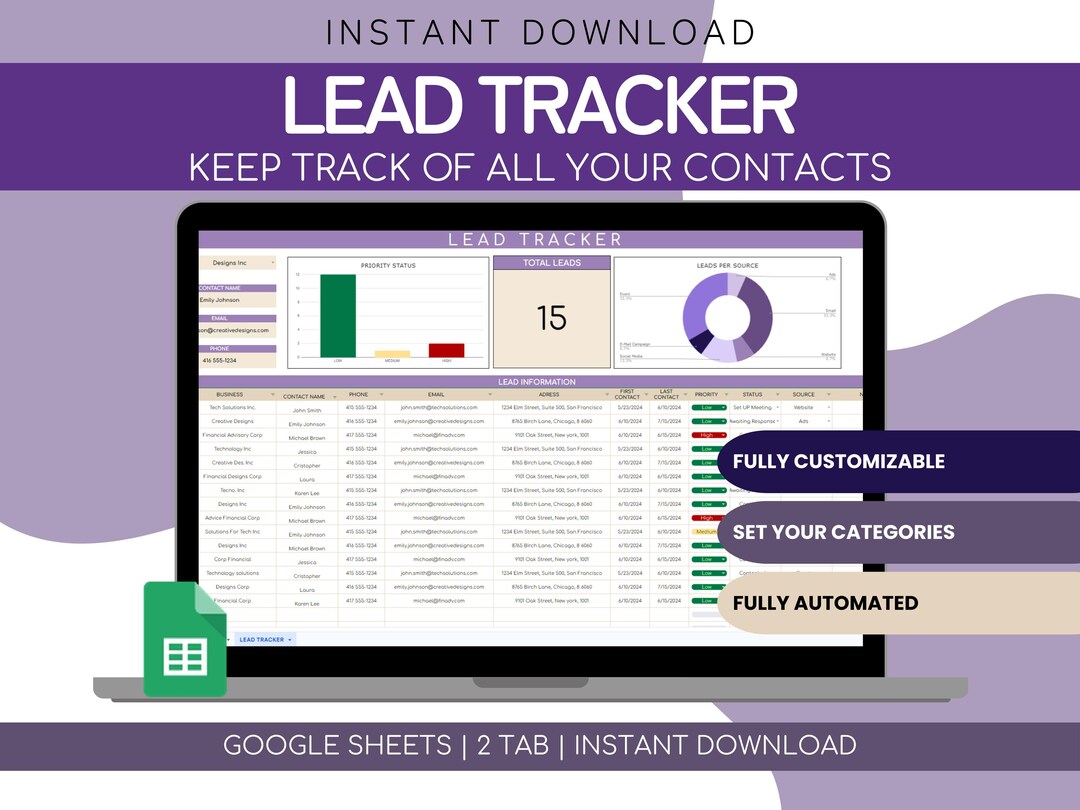 Lead Tracker Google Sheets | Digital Client Management | Communication ...
