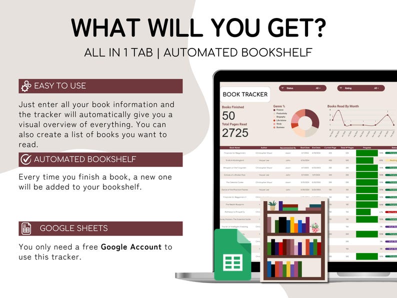 Book Tracker Spreadsheet Google Sheets | Reading Tracker Spreadsheet ...