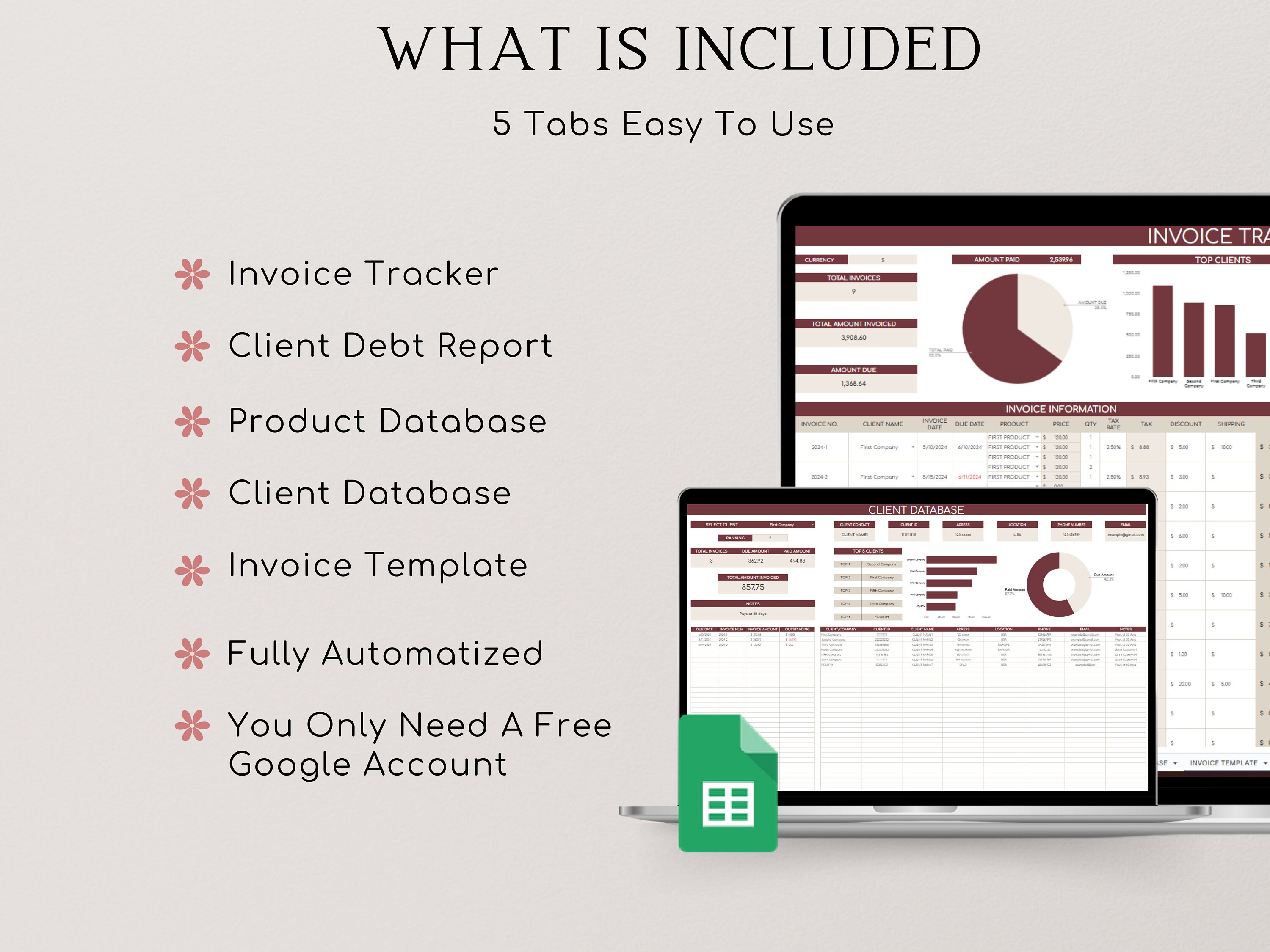 Invoice Tracker Google Sheets Business Manager Invoice Tracker Spreadsheet Small Business ...