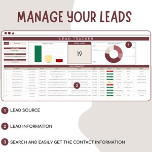 Lead Tracker for Google Sheets Spreadsheet | Digital Client Management ...