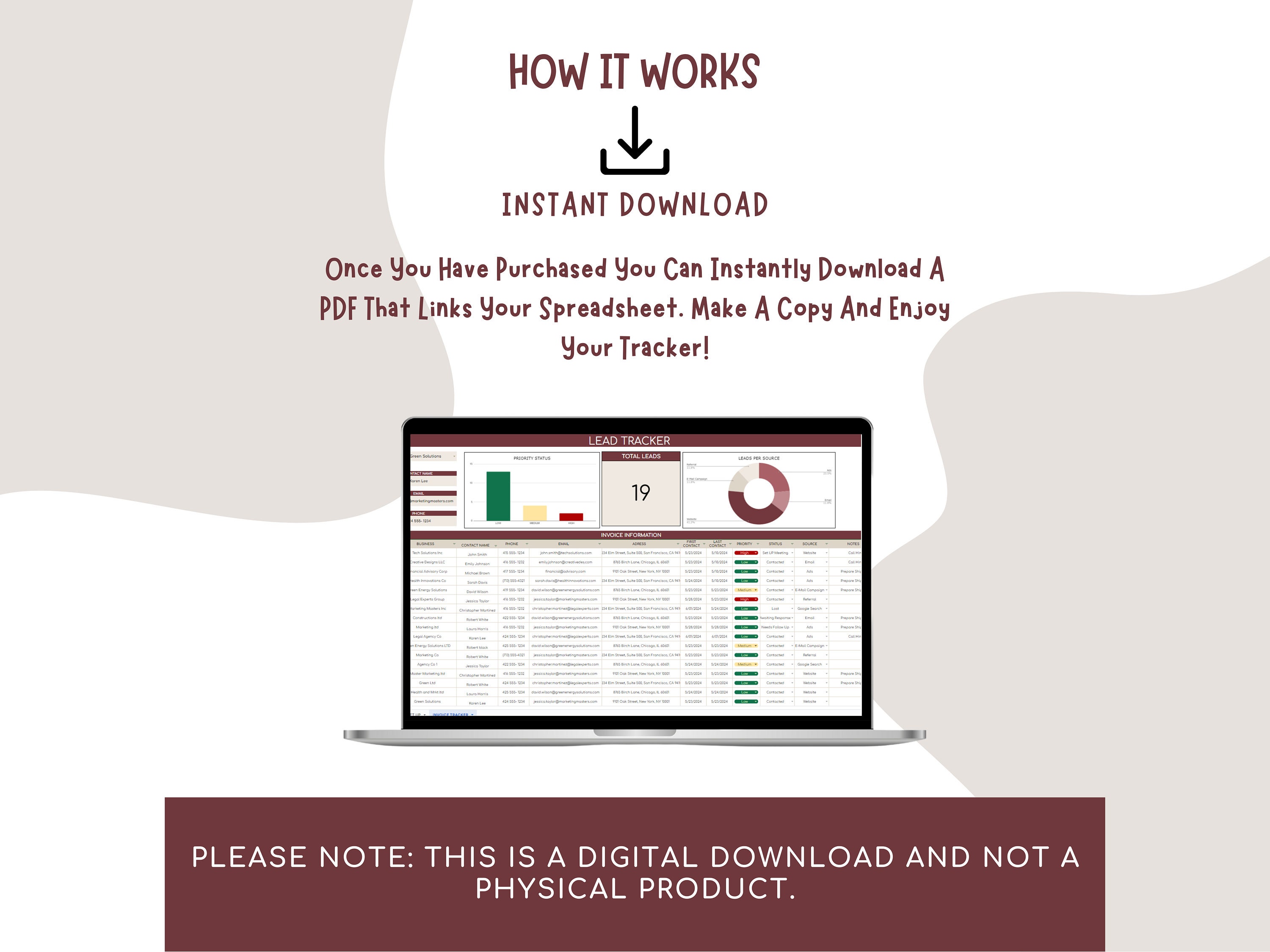 Lead Tracker for Google Sheets Spreadsheet | Digital Client Management ...