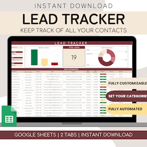 Lead Tracker for Google Sheets Spreadsheet | Digital Client Management ...