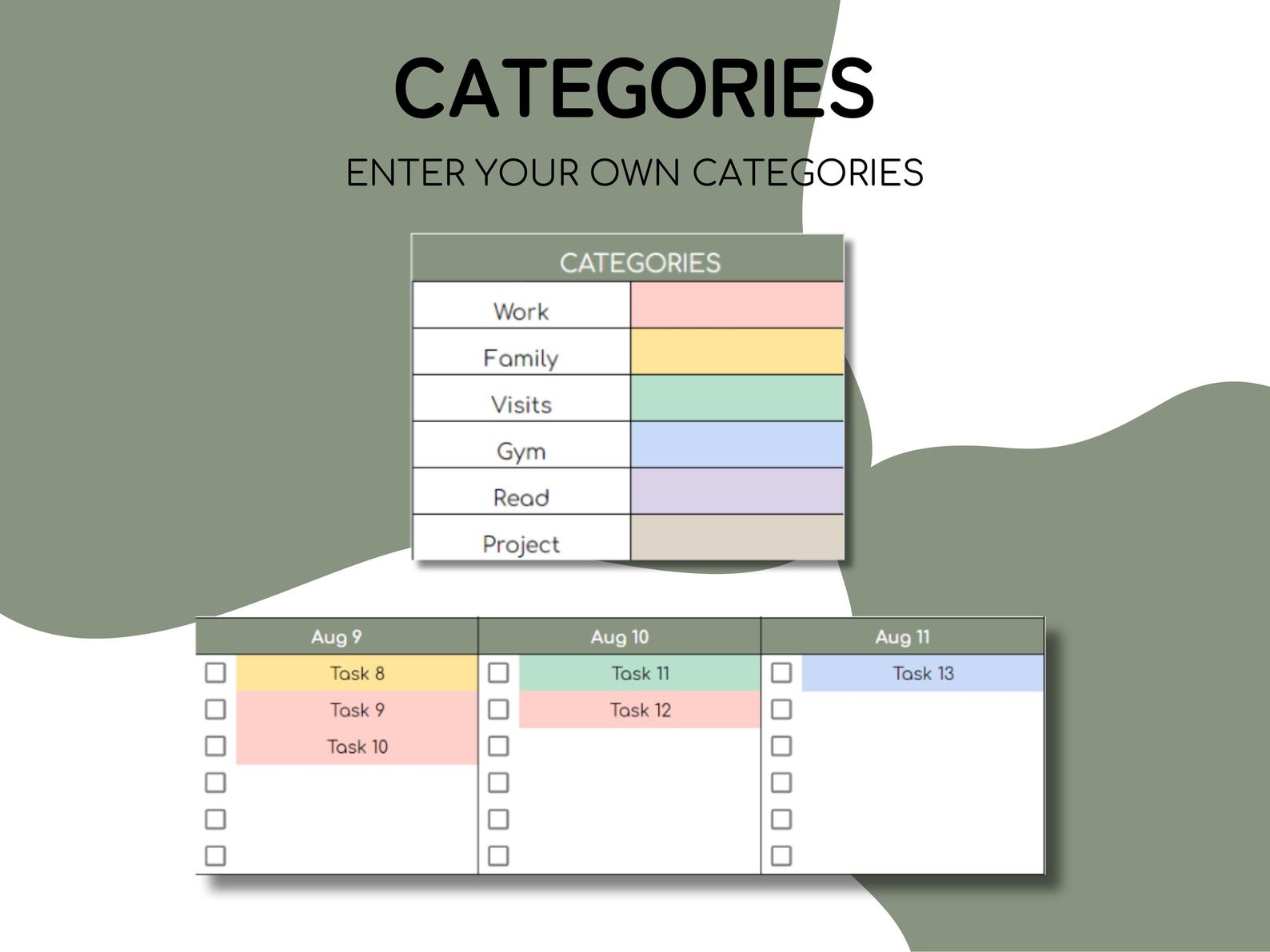 Monthly Calendar Spreadsheet Google Sheets | Daily Schedule | Color ...