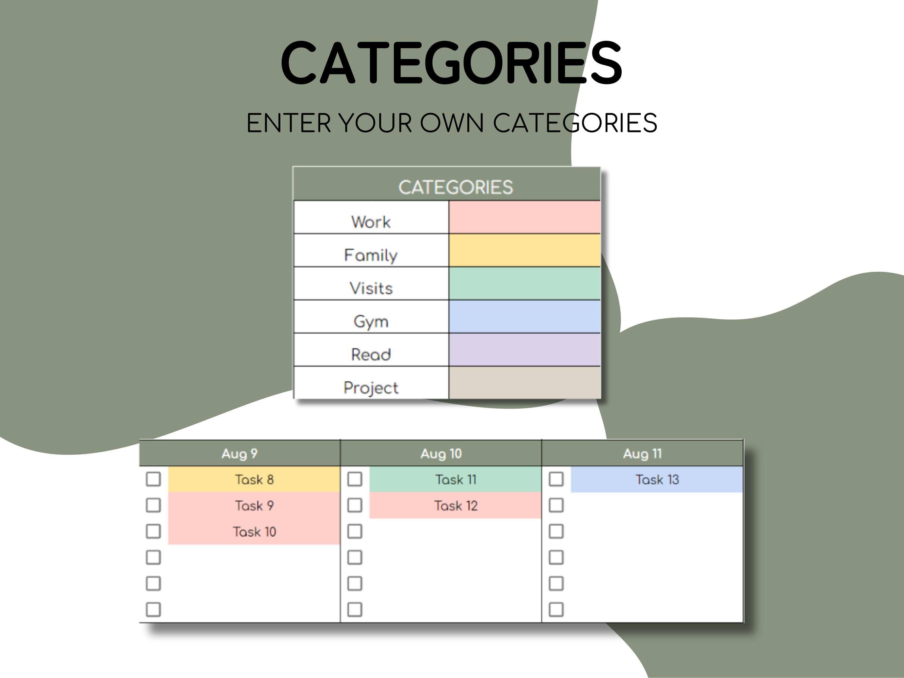 Monthly Calendar Spreadsheet Google Sheets | Daily Schedule | Color ...