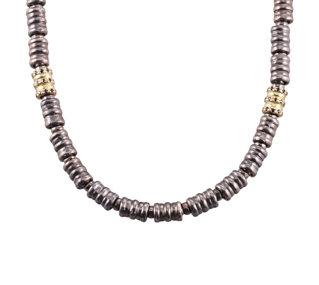 Armenta Old World 18k Gold Silver Black Sapphire Tube Necklace - Etsy