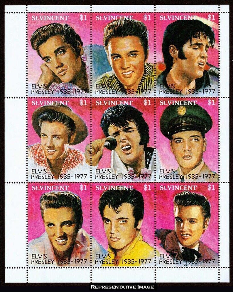 Saint Vincent 1 Dollar Elvis Presley Various Portraits Overprinted ...