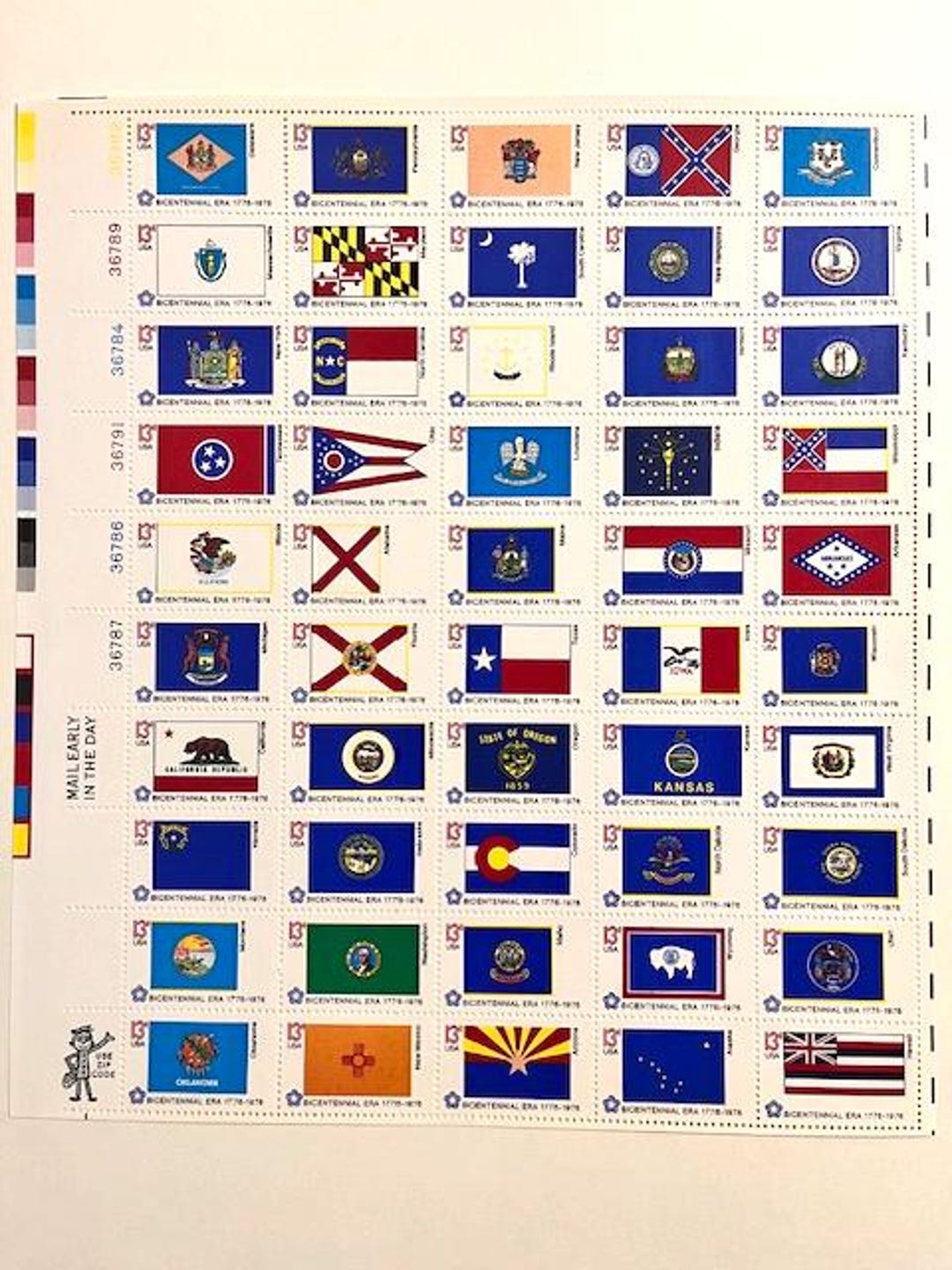 Bicentennial 1976 13c State Flag Stamps Pane of 50 Unused - Etsy