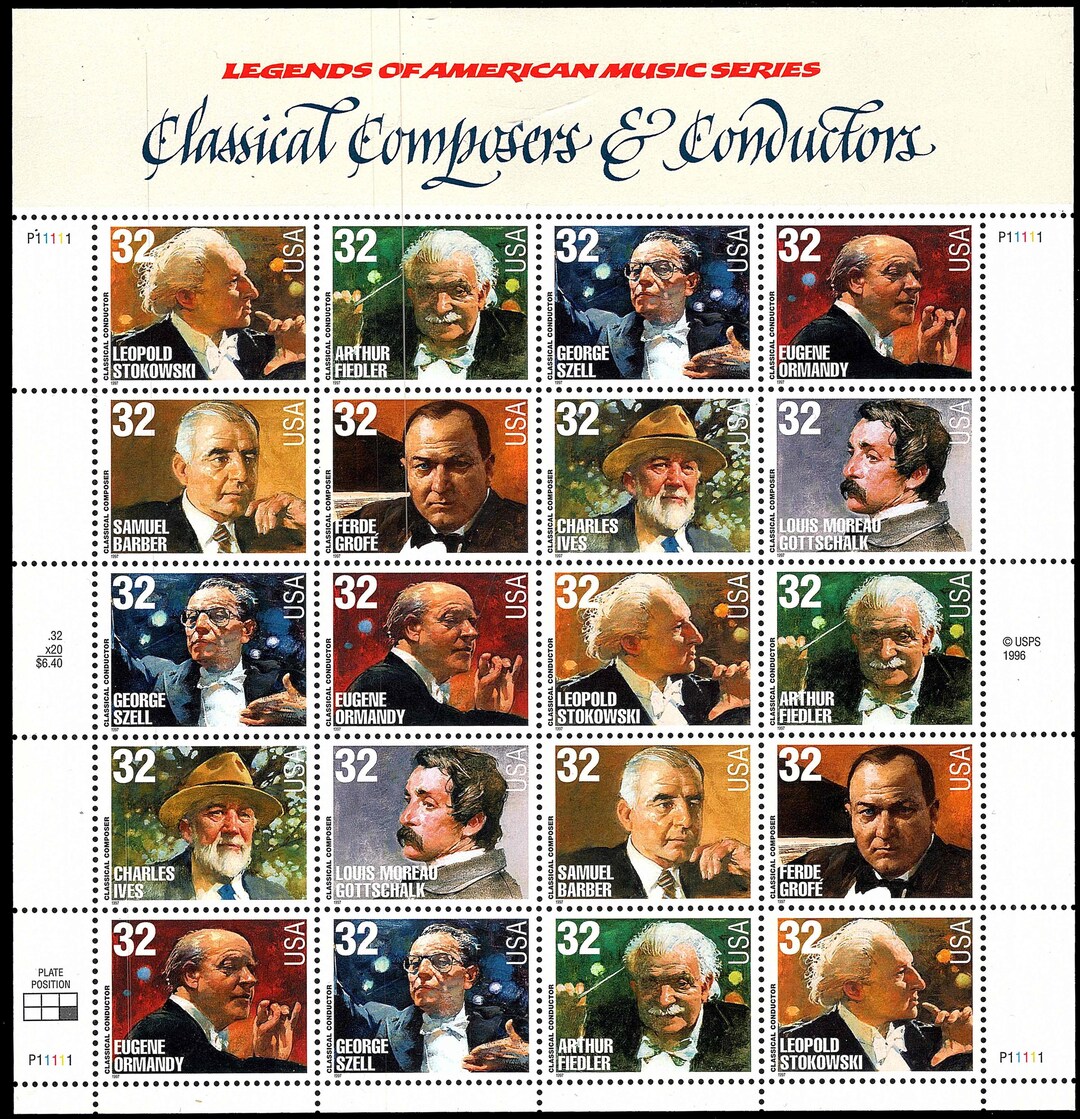 US Classical Composers & Conductors Legends of American Music Pane of ...