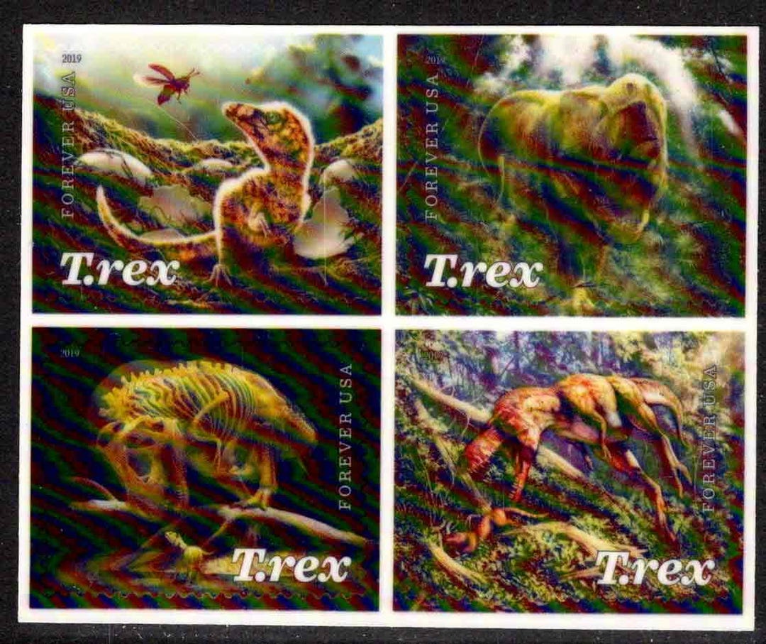 US T.rex Block of Four Unused Forever Stamps - Etsy