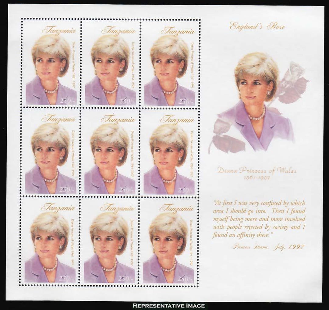 Tanzania Princess Diana Lilac Dress Pane of Nine Unused Stamps - Etsy
