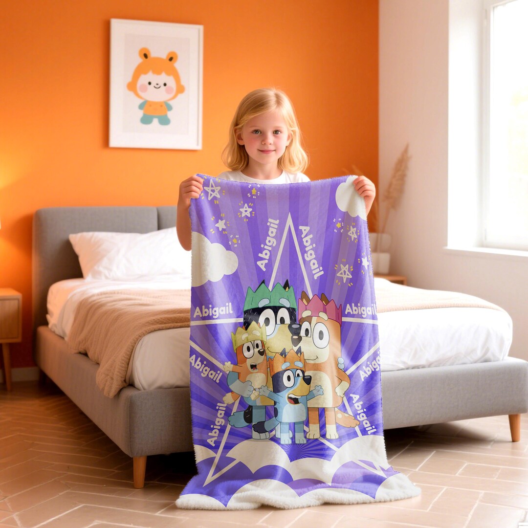 Custom Bluey Blanket,personalized Bluey Blanket With Name,bluey Baby ...