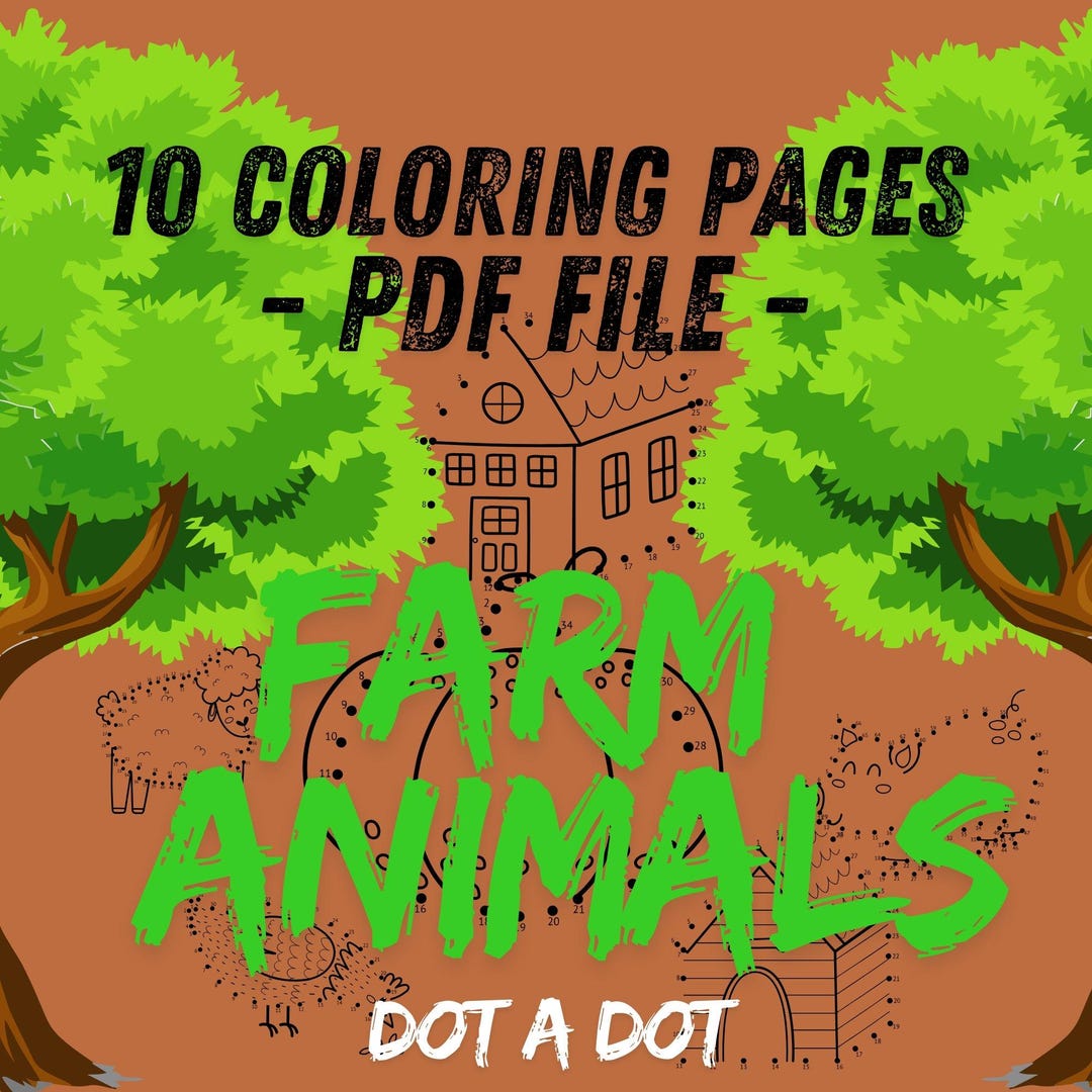 10 Farm Animals Dot to Dot PDF File Connect the Dots Farm Animals ...