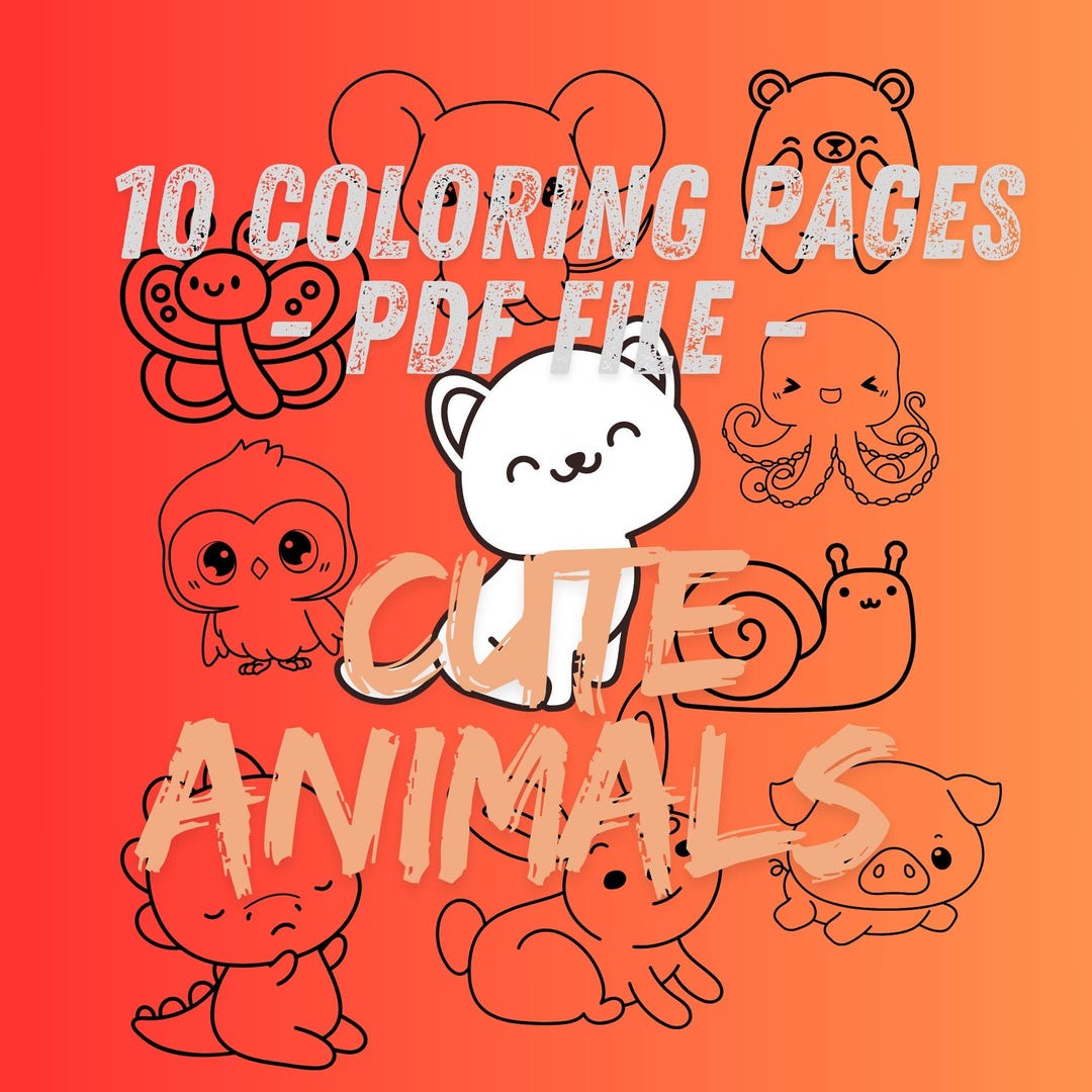 10 Cute Animals PDF File Adorable Animal Coloring Pages Creative ...