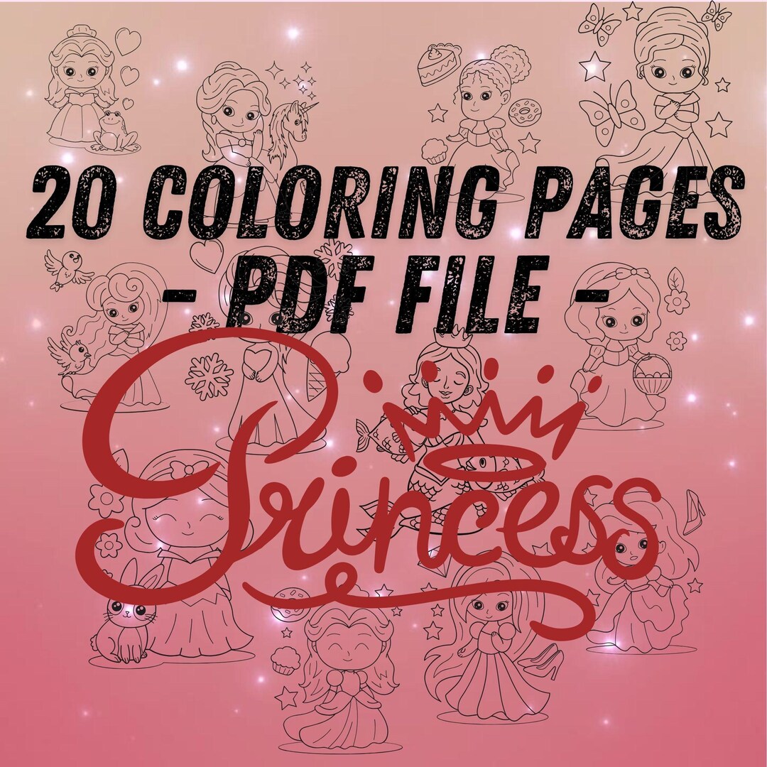 20 Princess PDF File Princess Coloring Pages Enchanting Activities for ...