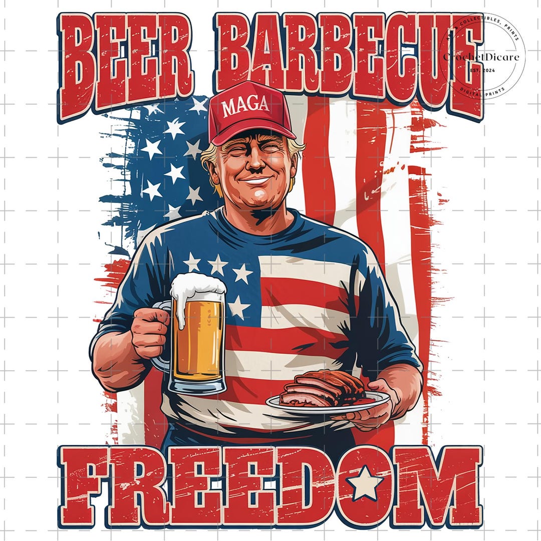 Trump 4th of July PNG, Beer Barbeque Freedom PNG, Trump American Flag ...