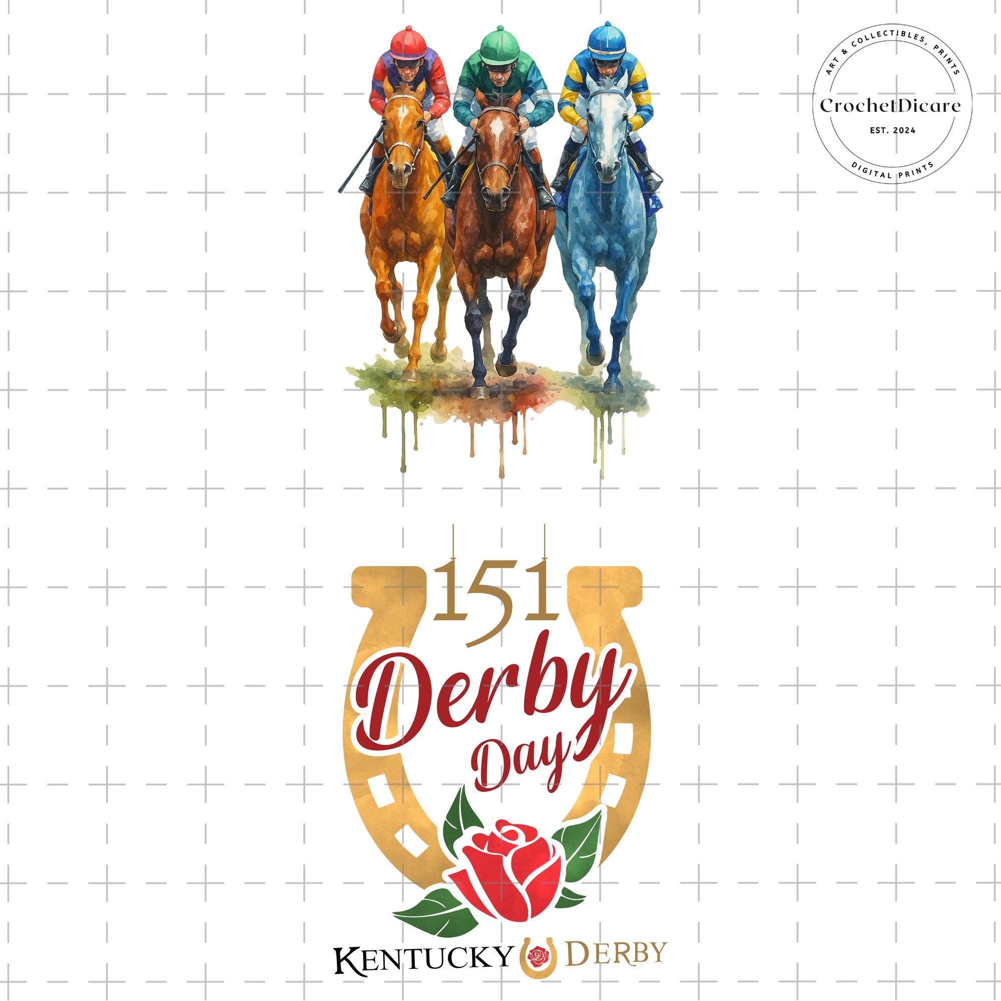Bundle Watercolor Derby Day Png, Derby Vibes Png, Horse Racing Lover ...