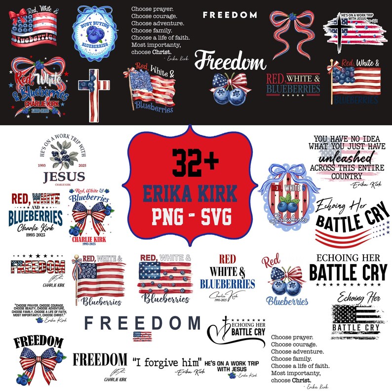 Red White & Blueberries Svg PNG Bundle, Charlie Kirk Blueberry Budget ...