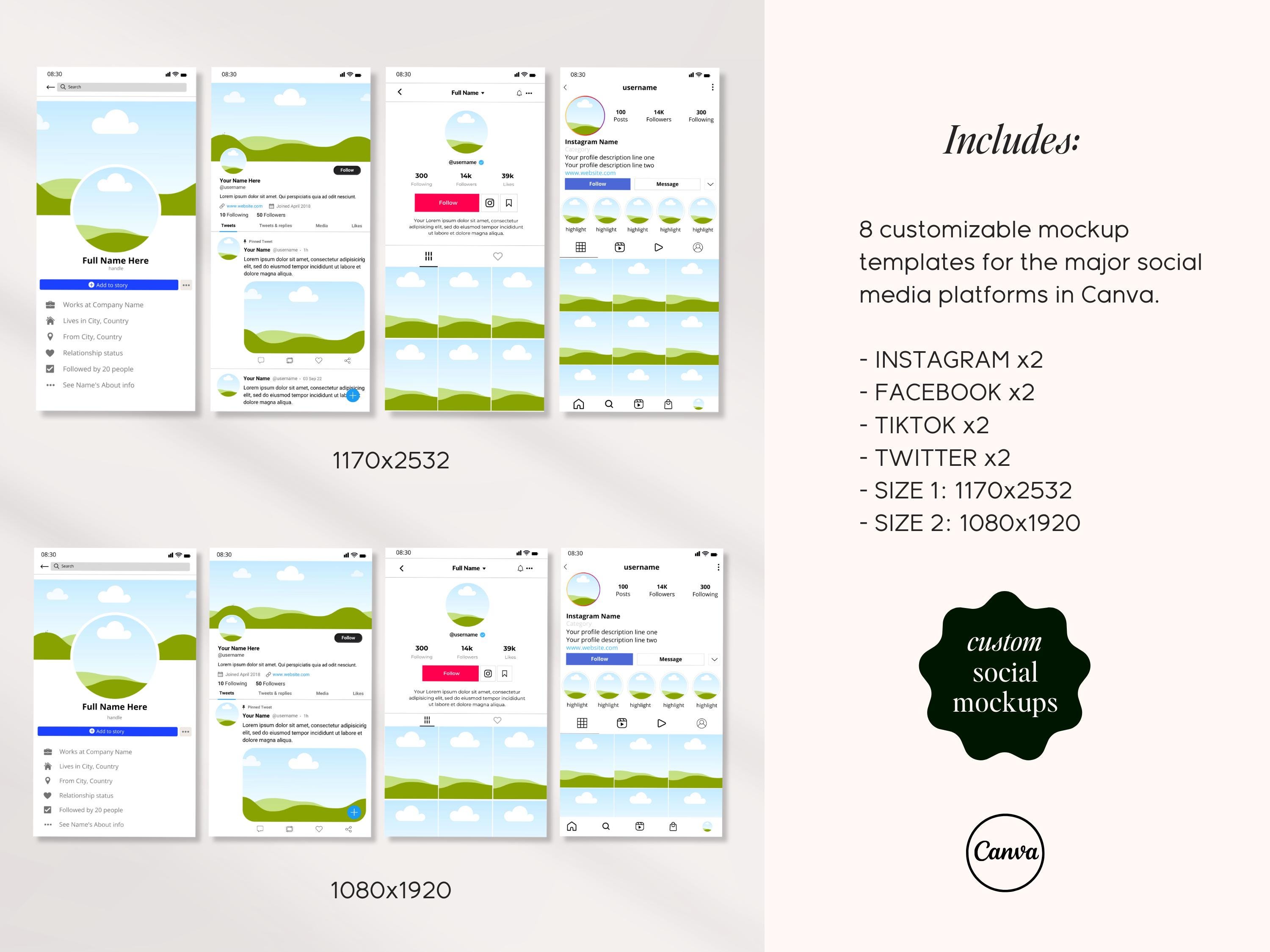 Social Media Profile Mockup Kit | Instagram, Facebook, Twitter, Tiktok ...