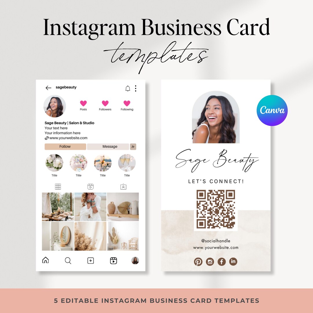Instagram Business Card Templates | 5 Editable Canva Templates for ...