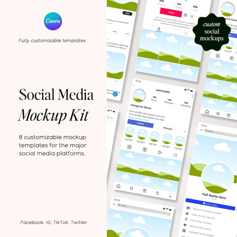 Social Media Profile Mockup Kit | Instagram, Facebook, Twitter, Tiktok ...