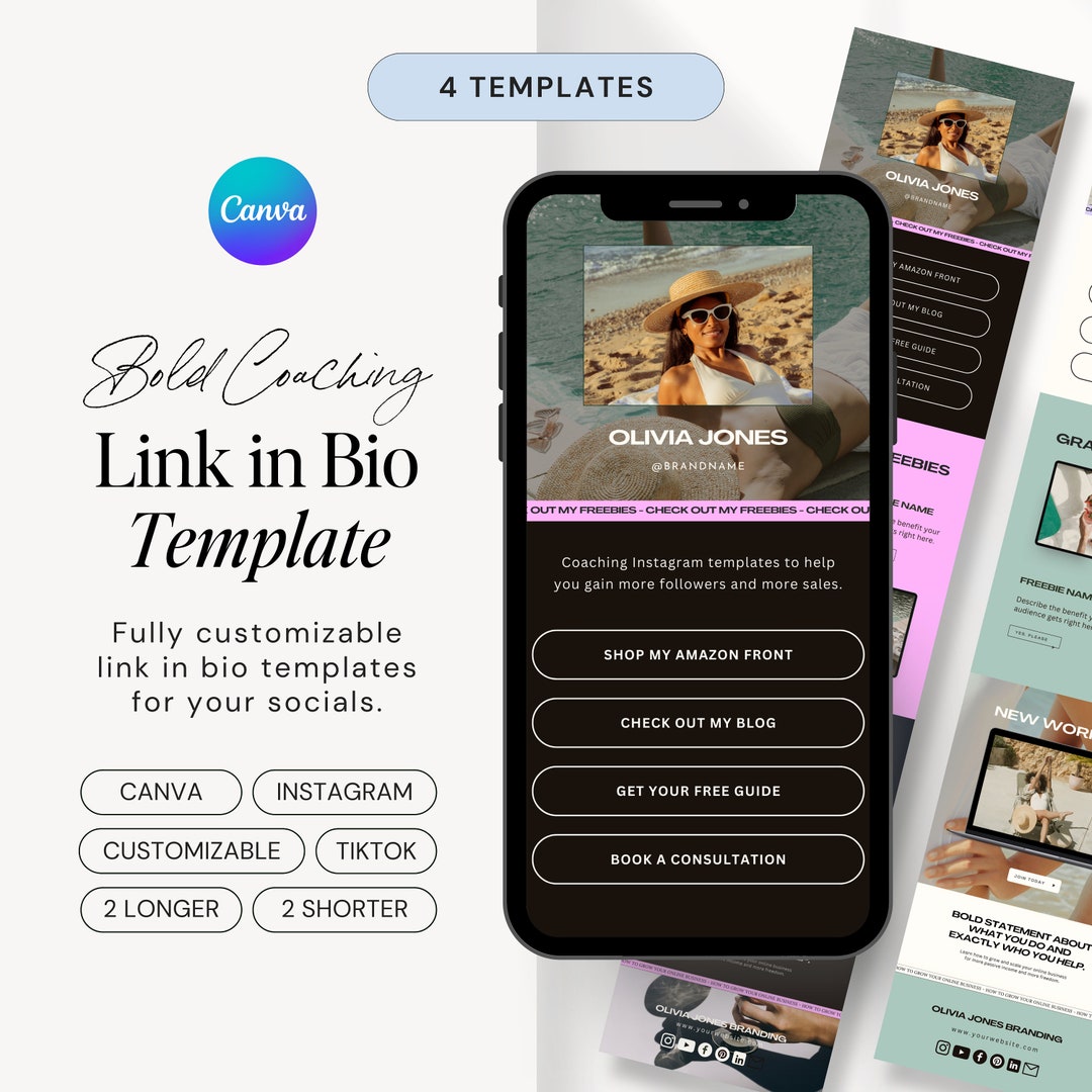 BOLD COACHING Instagram Link in Bio Template | Canva Template Tiktok ...
