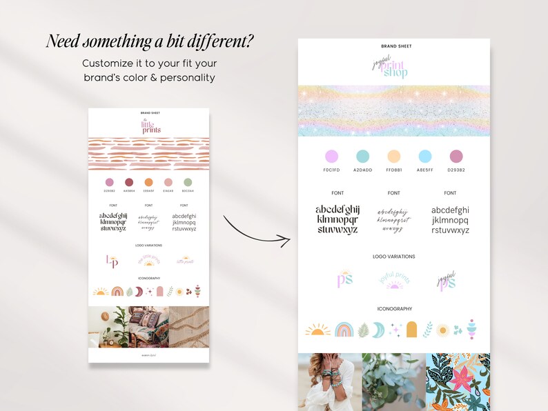 Boho Branding Kit, Semi-custom Branding | Canva Brand Board Template ...