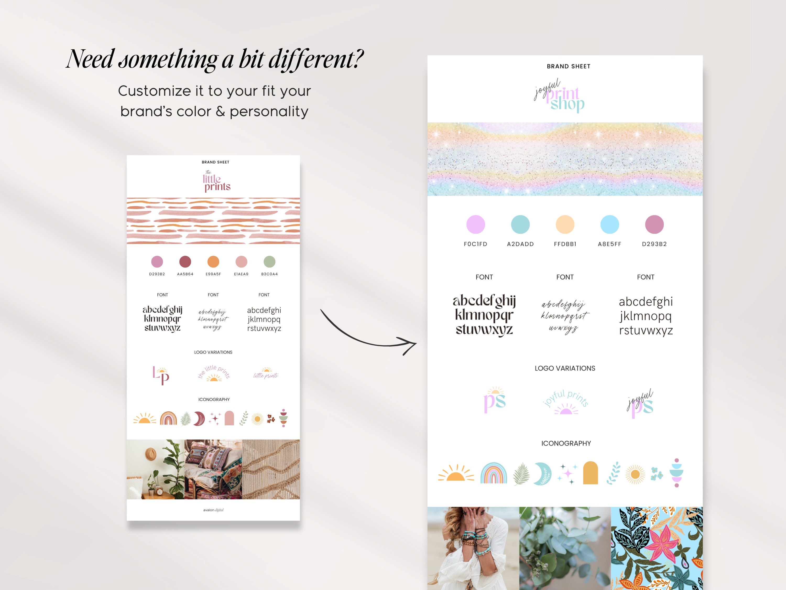 Boho Branding Kit, Semi-custom Branding | Canva Brand Board Template ...