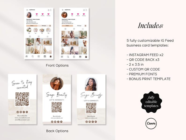 Instagram Business Card Templates | 5 Editable Canva Templates for ...