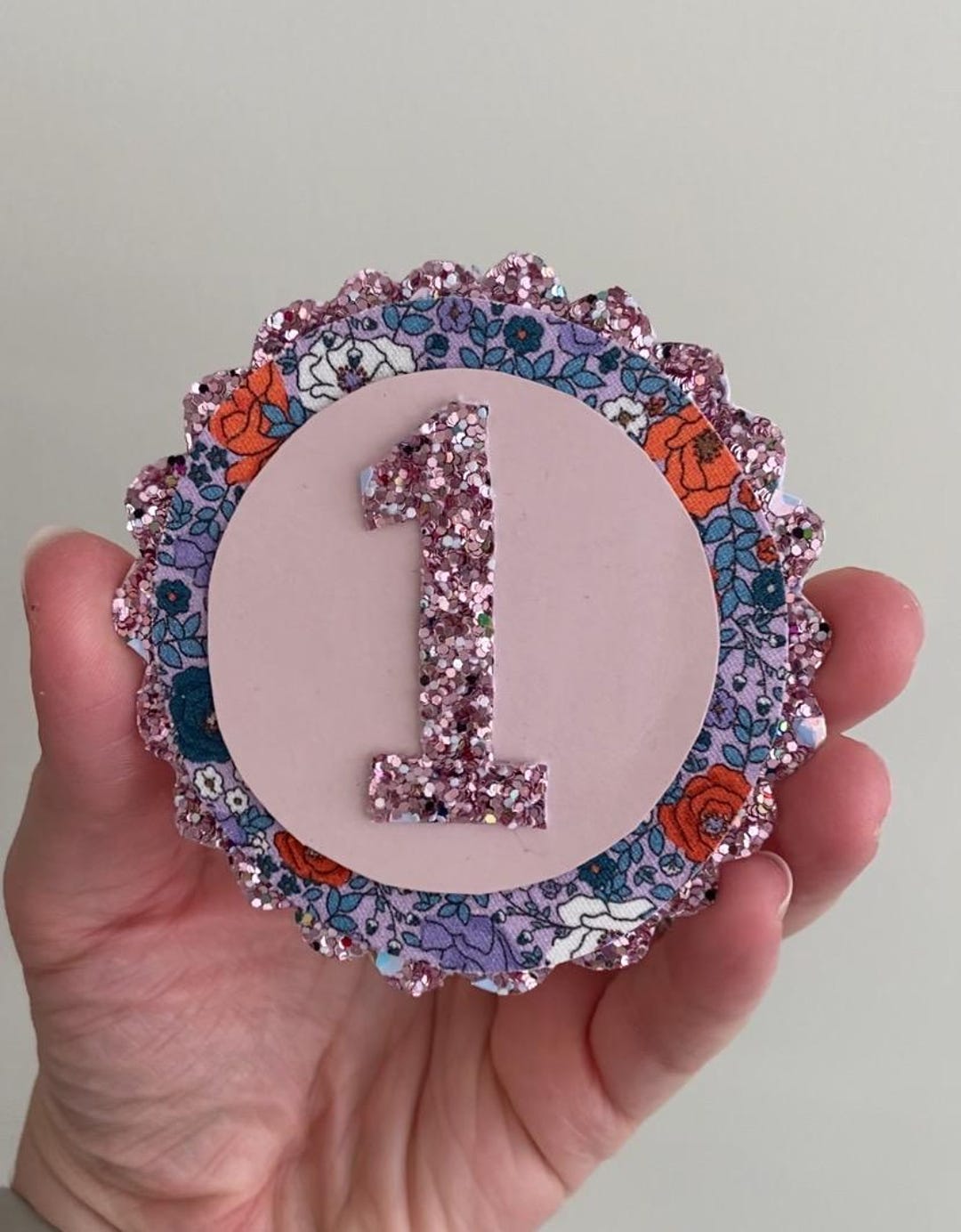 Age 1 Glittered Liberty Floral Print Birthday Badge - Etsy
