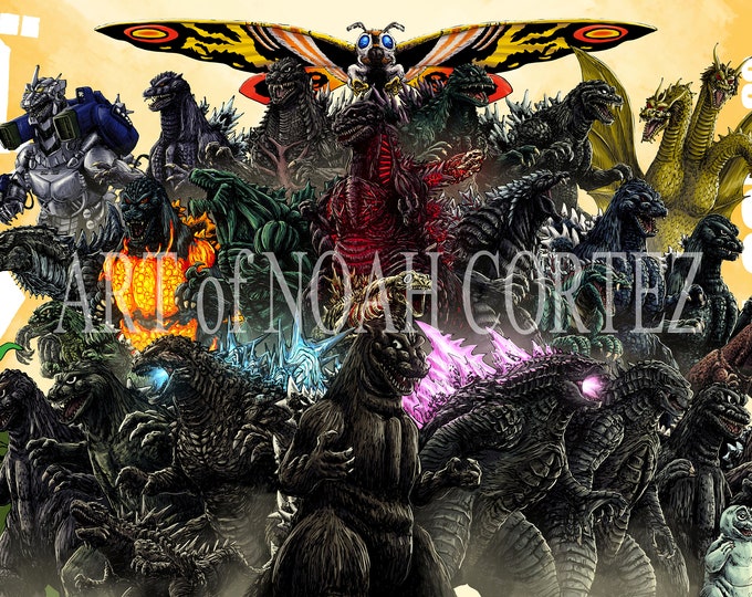 Godzilla 70th Anniversary Poster Print 11 X 17in | Godzilla Minus One, Godzilla X Kong, Shin ...
