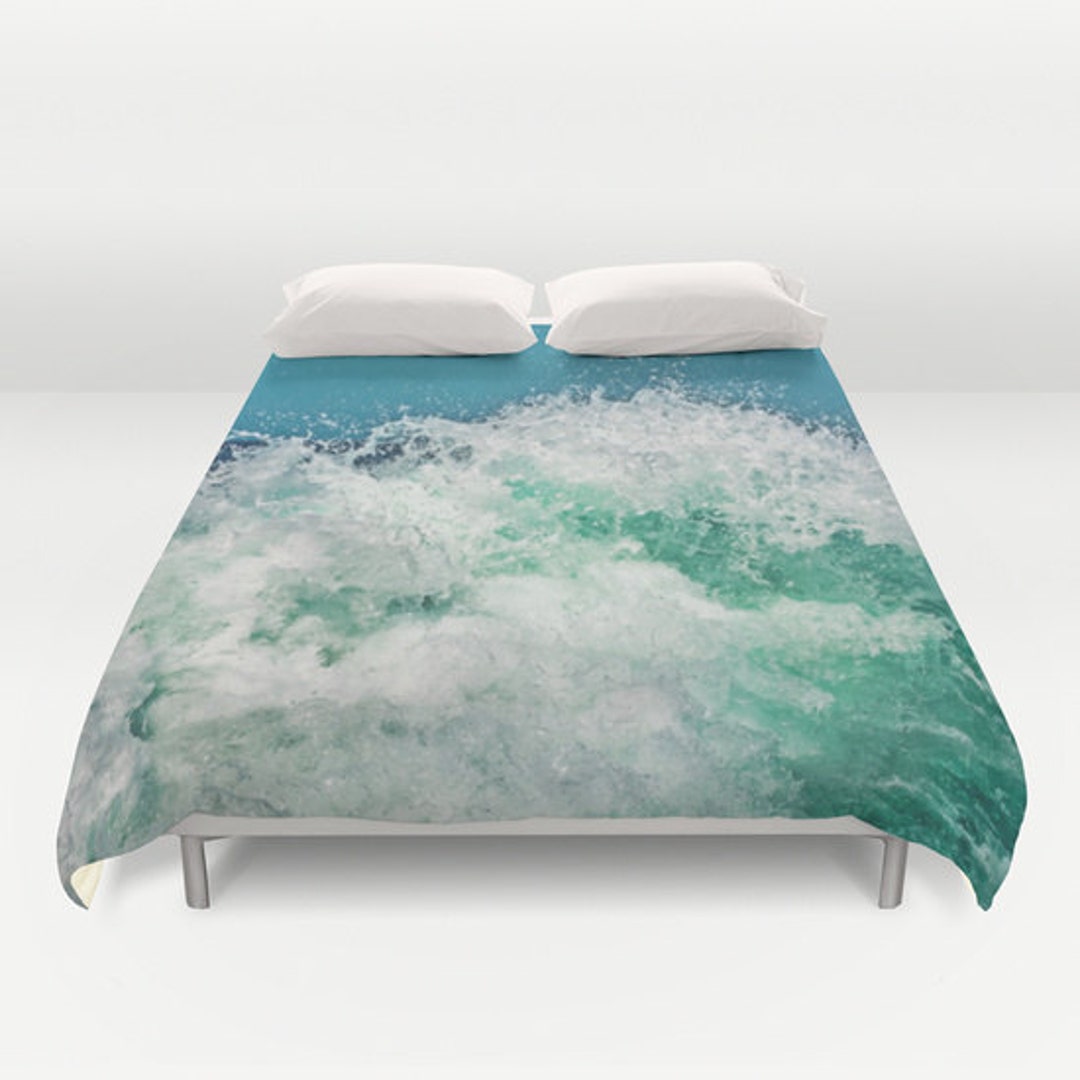 Ocean Duvet Cover, Waves Decorative Bedding, Unique Design, Nautical ...