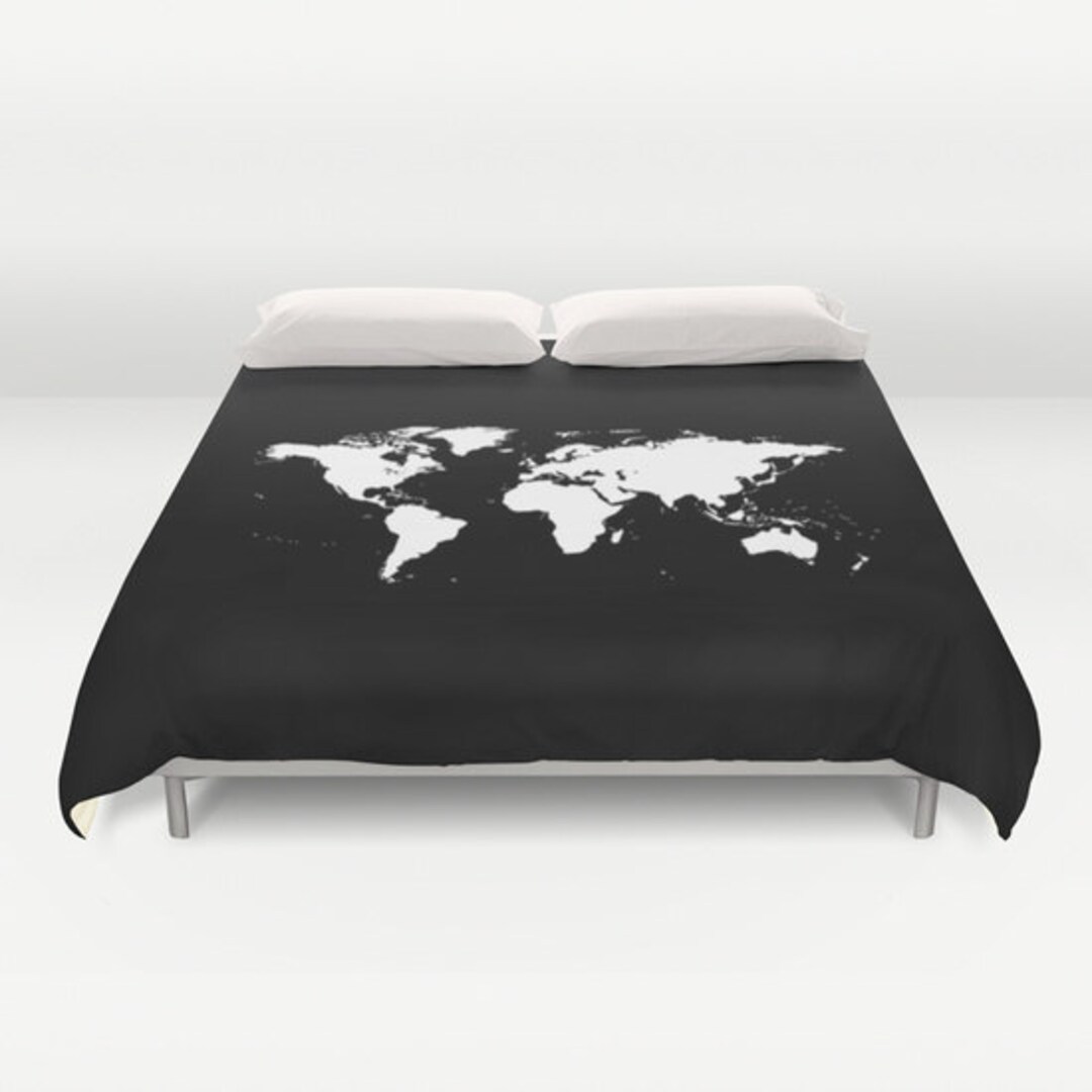 World Map Duvet Cover, Decorative Bedding, World Map Bedding, Bedroom ...