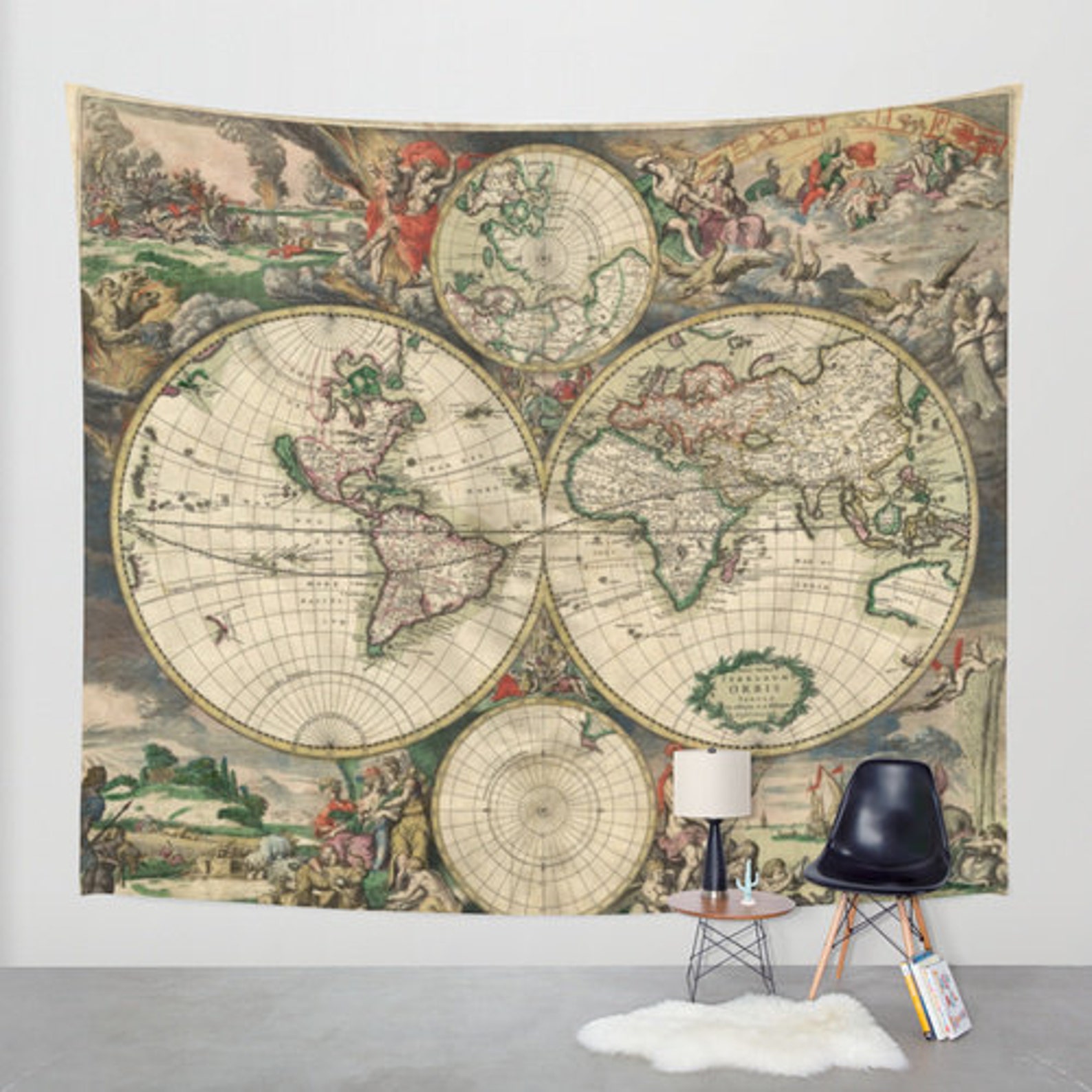 Old World Map Wall Tapestry Vintage Map Large Size Wall Art - Etsy